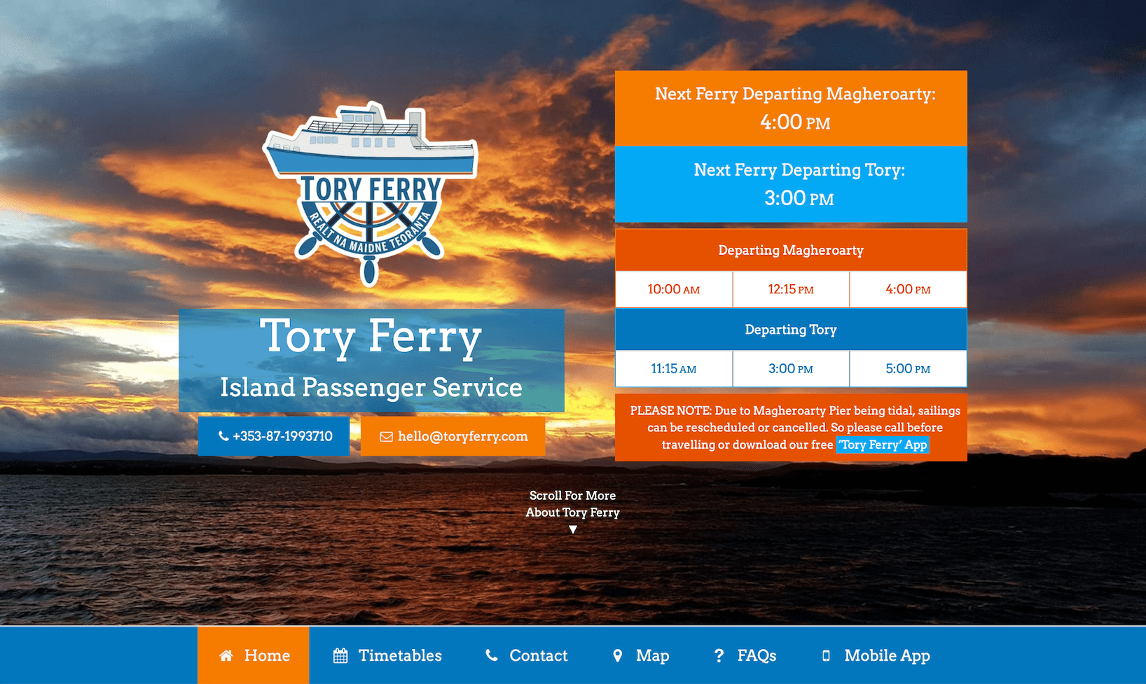 Tory Ferry Website & App | Hexa Studios