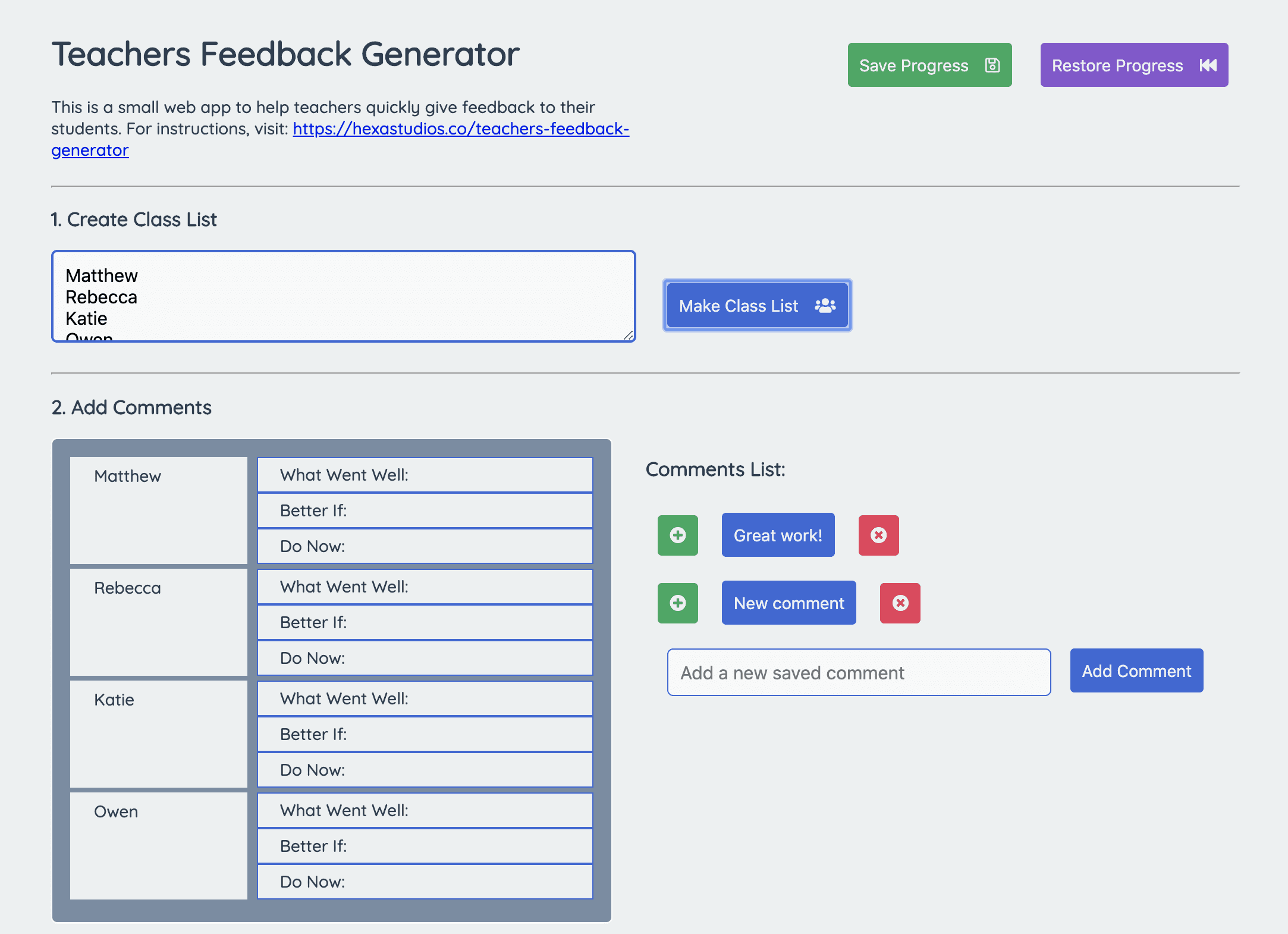 Teacher's Feedback Generator | Hexa Studios